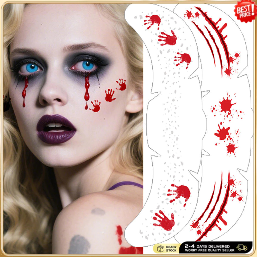 Halloween Zombie Scar Temporary Tattoos, Fake Bloody Wound Stitch Scab ...