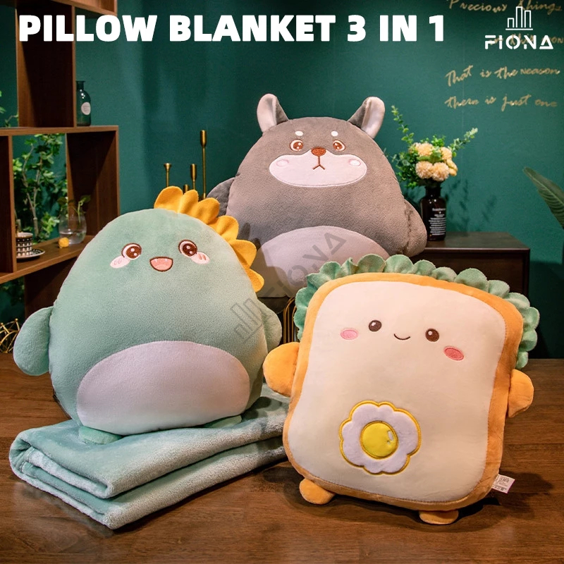 【Fiona】Pillow With Blanket Cartoon Pillow With Blanket Hand Warmer 3 in ...