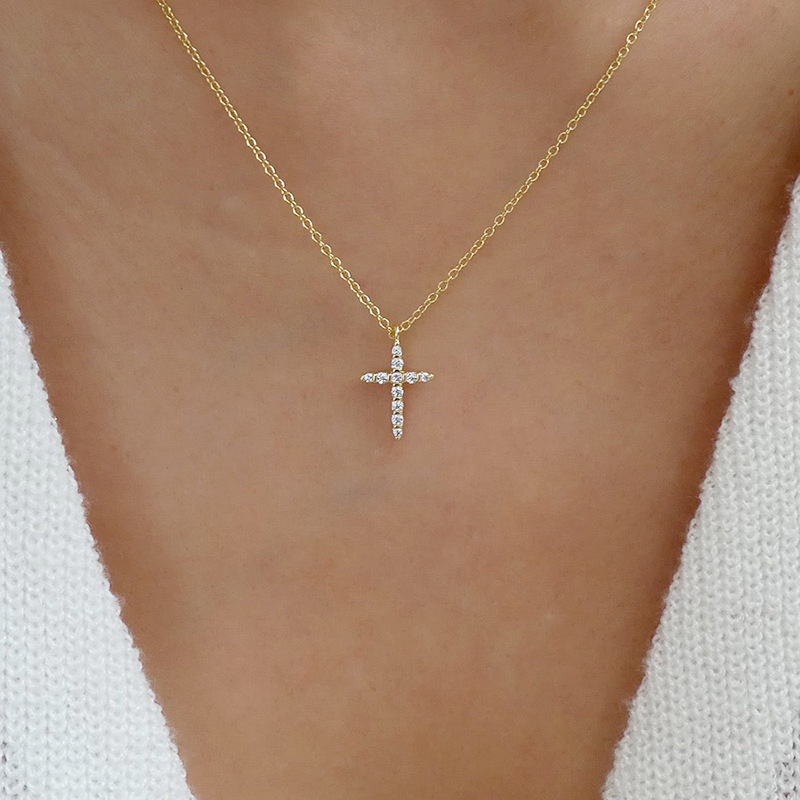Retro cross necklace simple pendant fashionable gold cross shaped ...