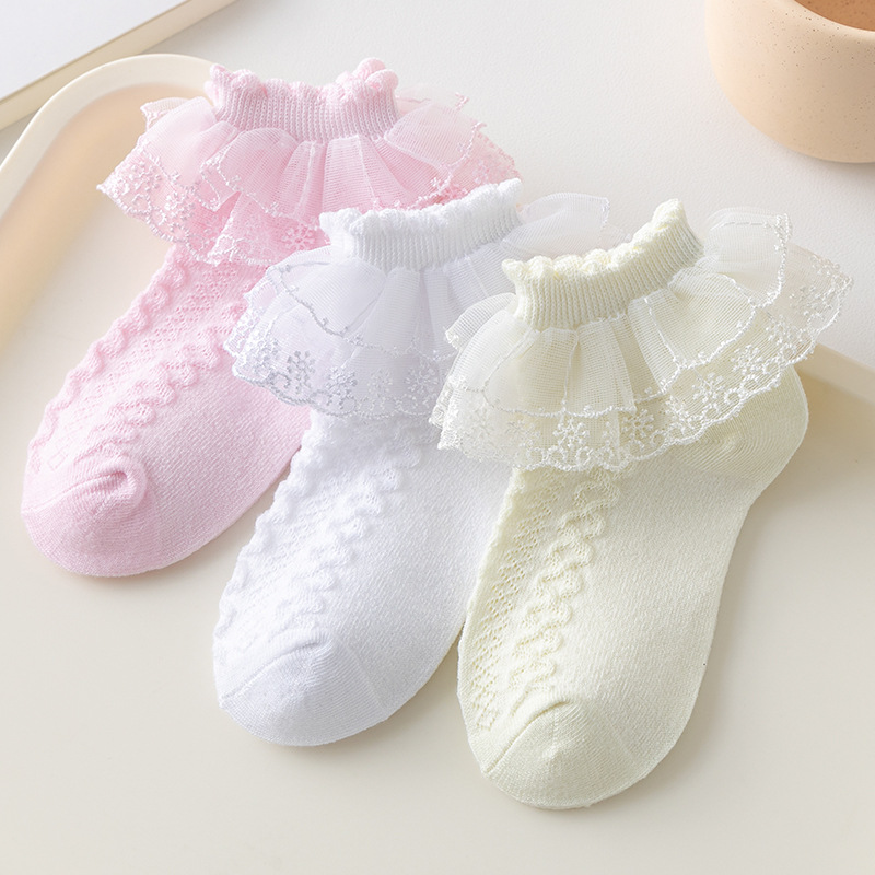 Girls Lace Socks Cotton Princess Dance Socks For Baby Toddler Spring ...