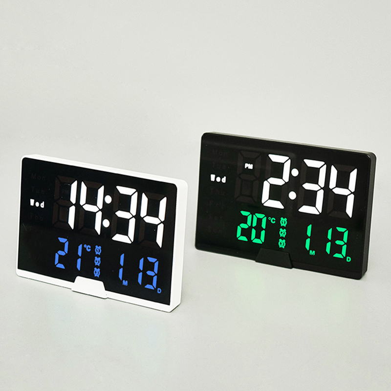 Narrow Bezel Digital Alarm Clock Voice Control Temp Touch Snooze 3 ...
