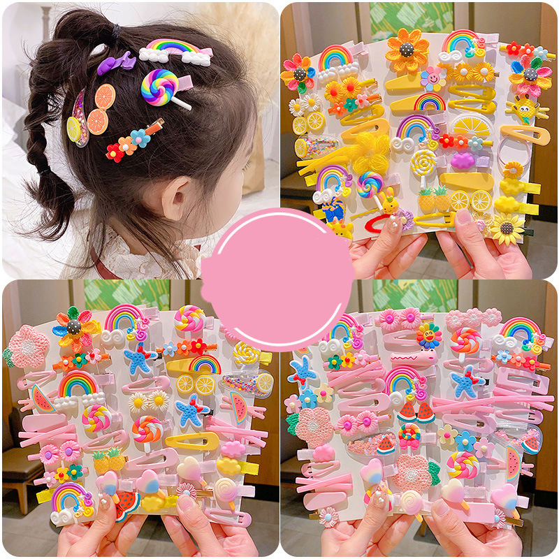 14 Pcs/Set Colorful Cartoon Children's Hair Clips Fashionable Candy ...