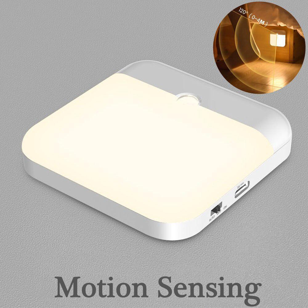 Motion Sensor Led Light Usb Charging Square Lamp for Bedroom Kitchen ...