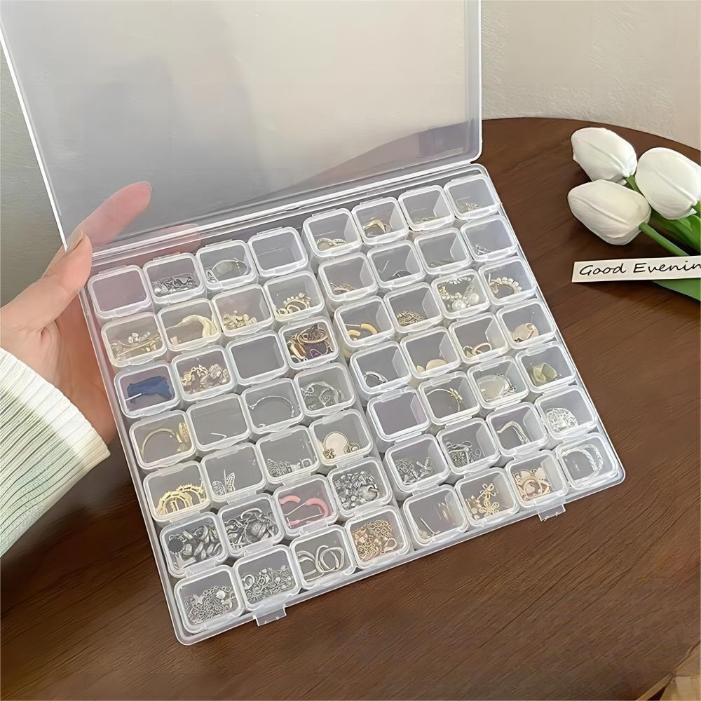 56 Grid Plastic Transparent Mesh Organizer Box Bead Storage Containers ...