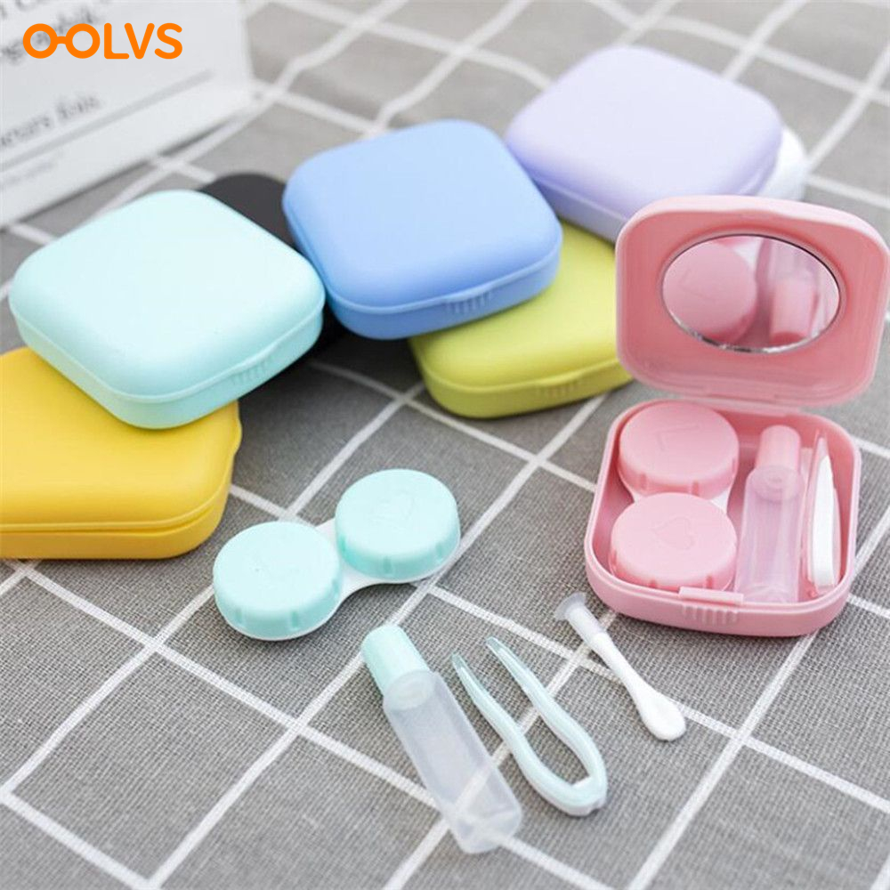 Color Contact Lens Case Set With Mirror, Small Portable Immersion ...