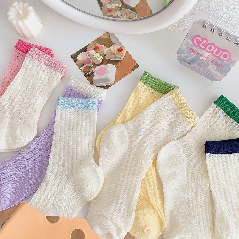 Spring Summer Breathable All-Match Candy Color Socks Women's Mid-Tube ...