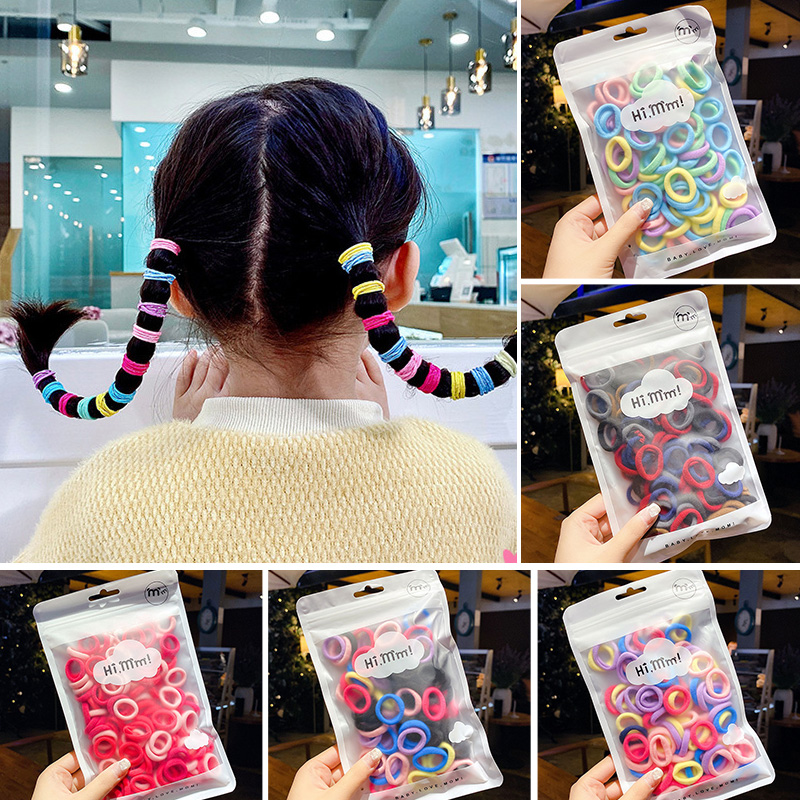 50Pcs/Set Colorful Elastic Baby Hair Rope Soft Nylon Children Rubber ...