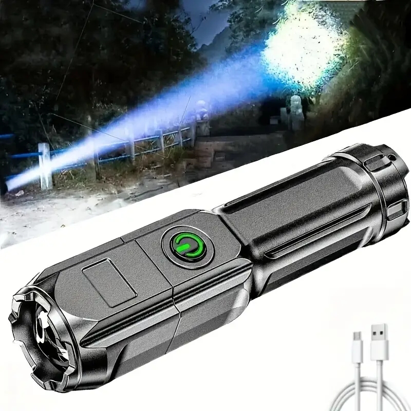 Zoomable Flashlight, Strong Light Rechargeable Portable Long-range ...