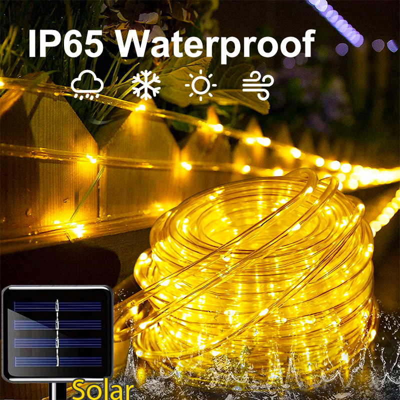 7m 50LED Outdoor LED Solar Tube Rope Fairy Light Waterproof Christmas ...