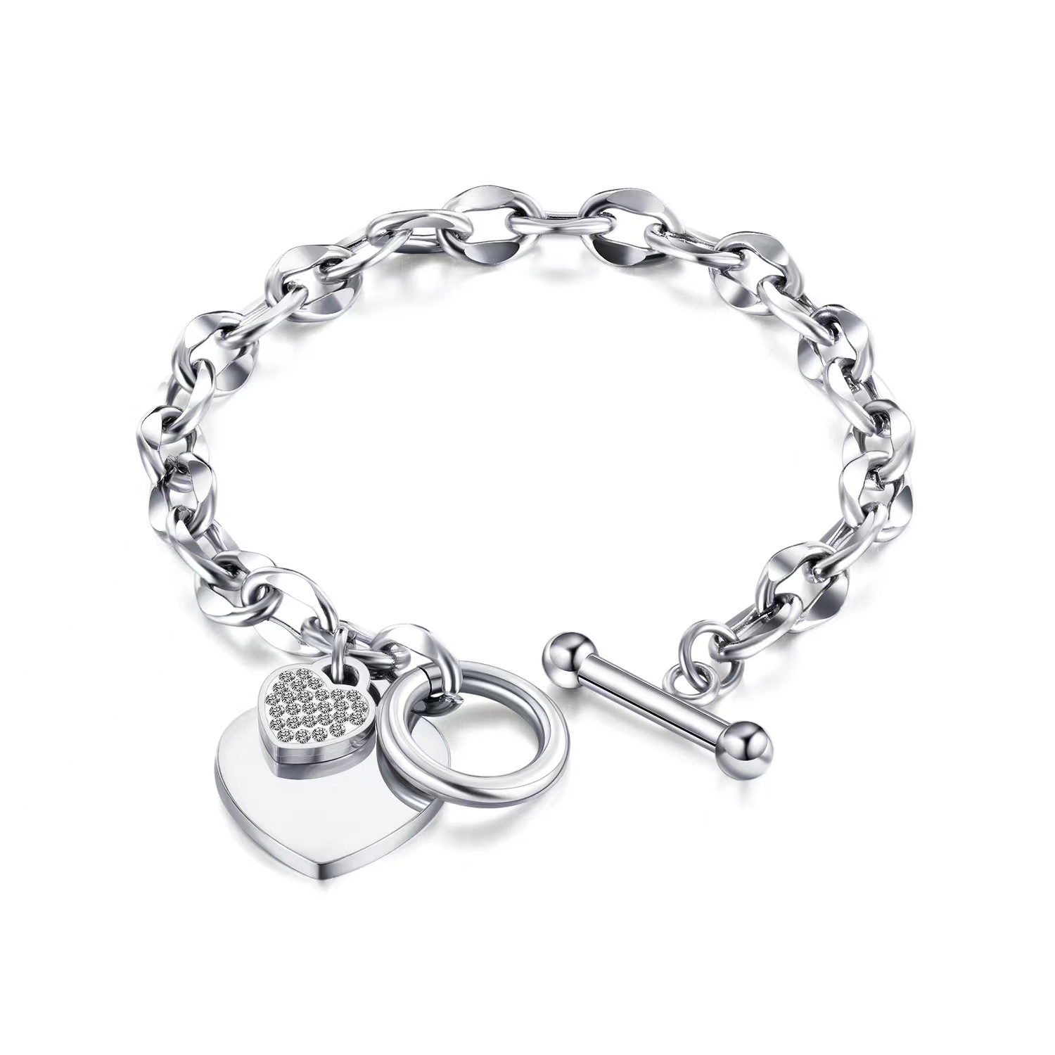 1PC Stainless Steel Heart-Shaped Bracelet Elegant Jewelry for Every ...