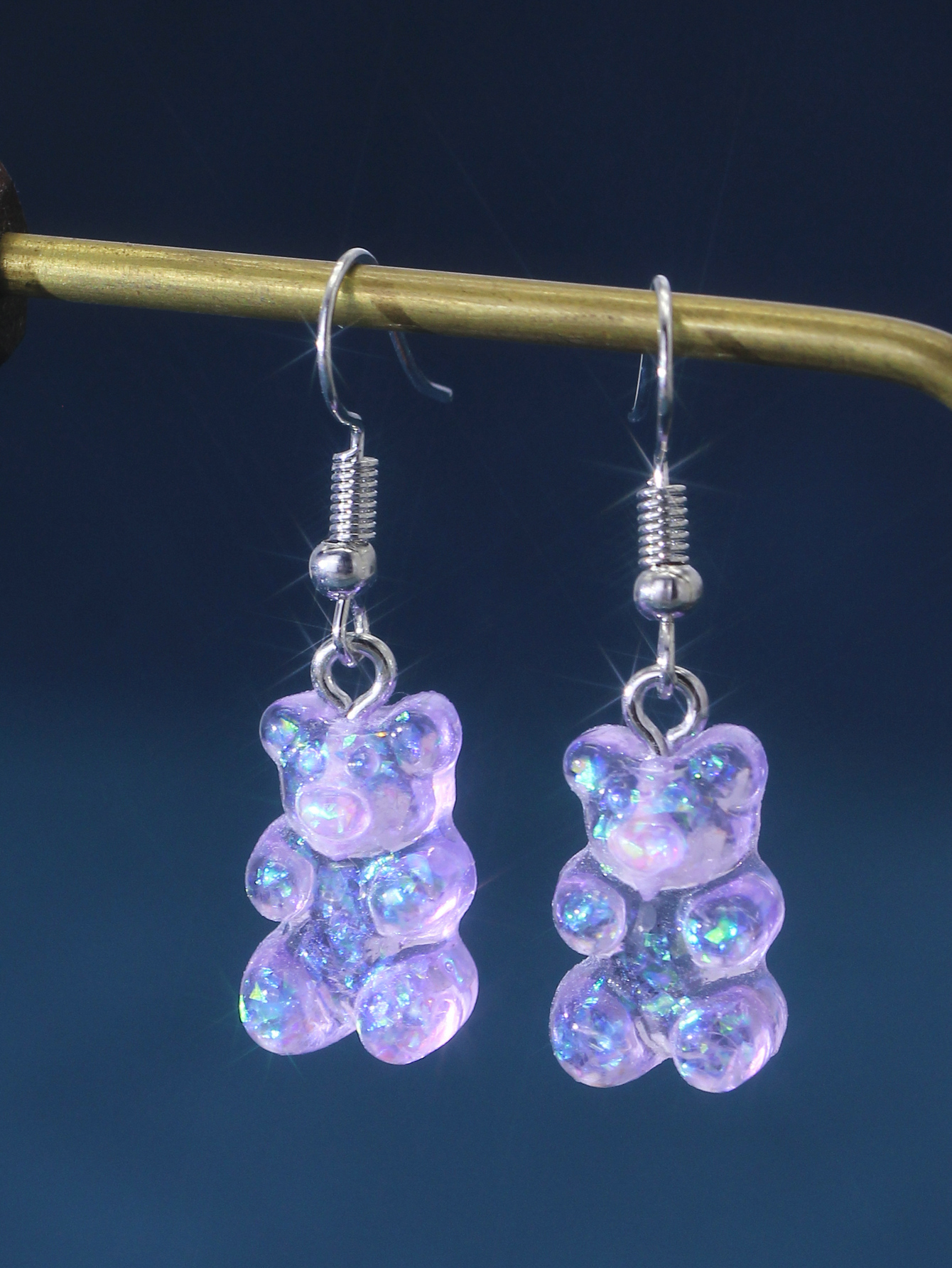 Cute Bear Earrings 1 Pair Cartoon Purple Color ins Creative Unique ...