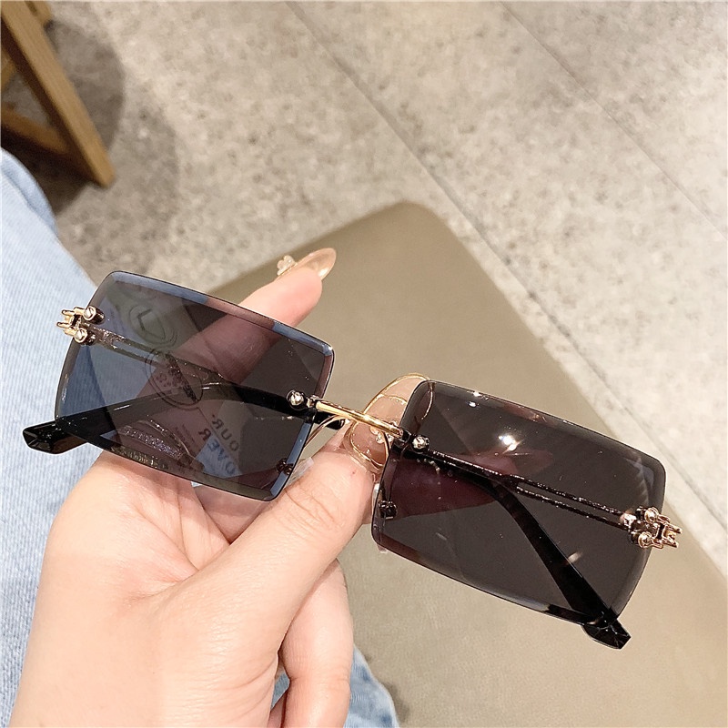 Fashion Rimless Sunglasses Gradient Sun Glasses Ladies Frameless shades ...
