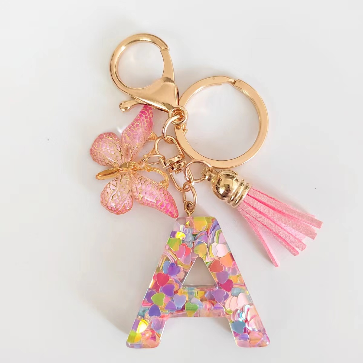 Cartoon Letters Fashion Pink Butterfly Cute Key Ring | Shopee Malaysia