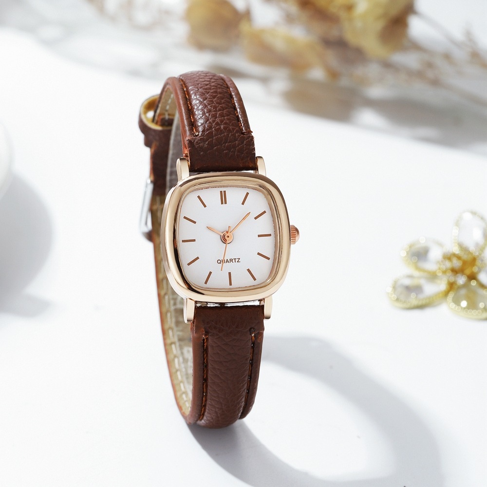 Square Face Women's Watch Small Dial Quartz Timepiece with Leather Band ...