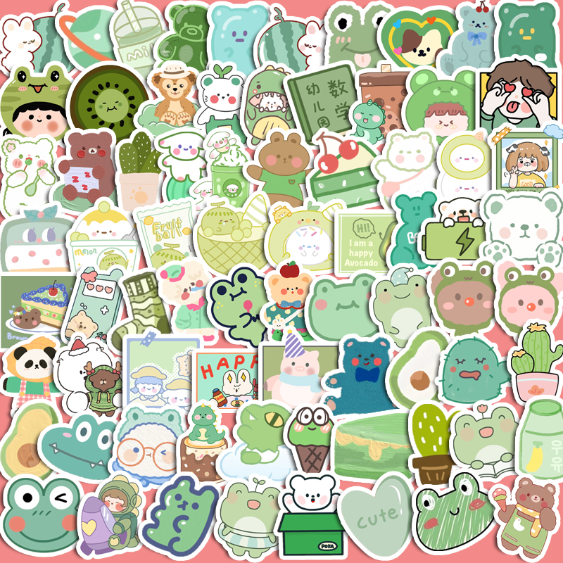 90pcs Cute Lime Green Bear Stickers Diy Computer Washi Scrapbooking ...