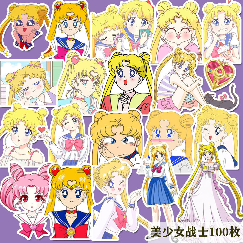 100pcs Cute Sailor Moon Stickers Diy Computer Washi Scrapbooking ...