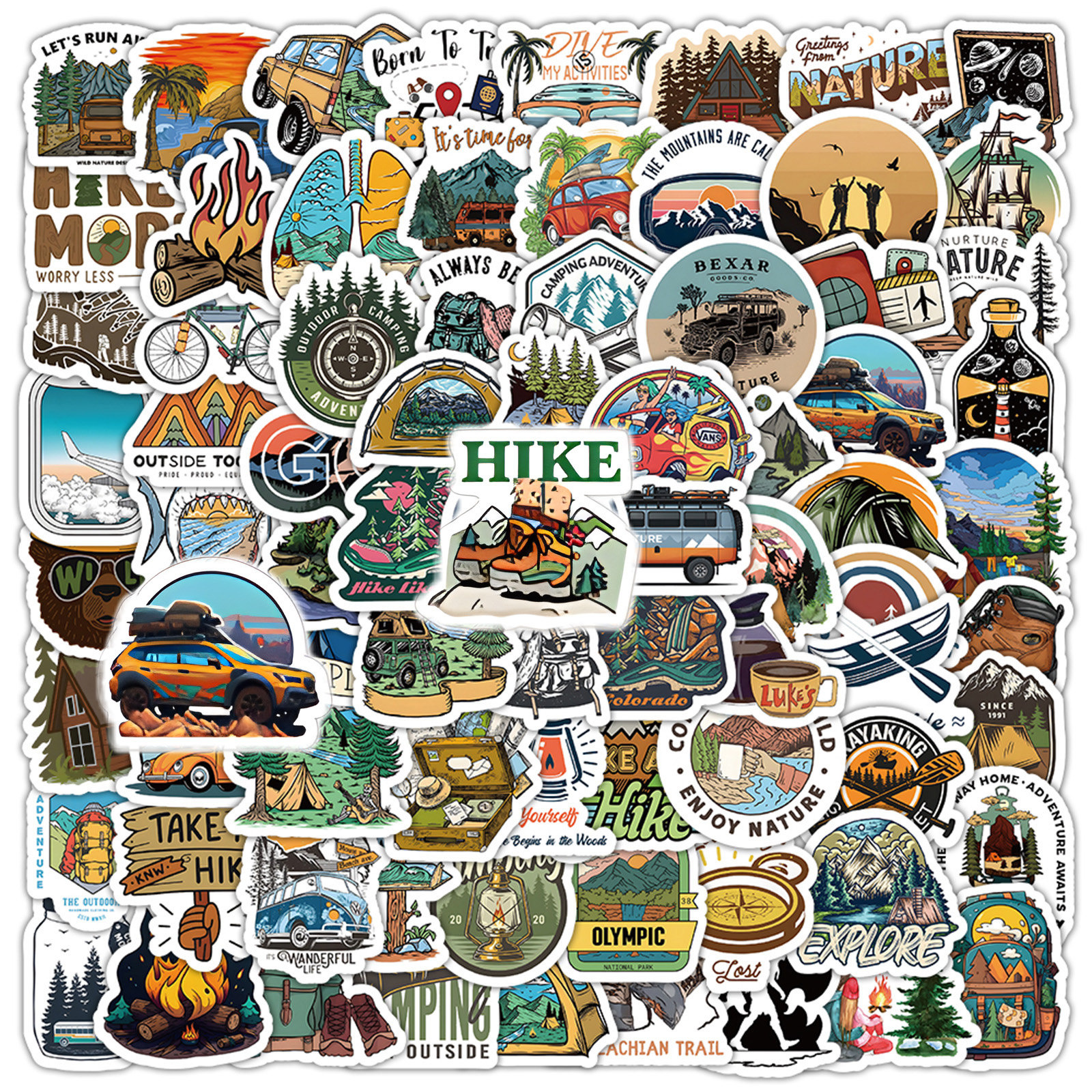 103 pcs Unique Creative Outdoor Travel Stickers, Pretty Cool Aesthetics ...