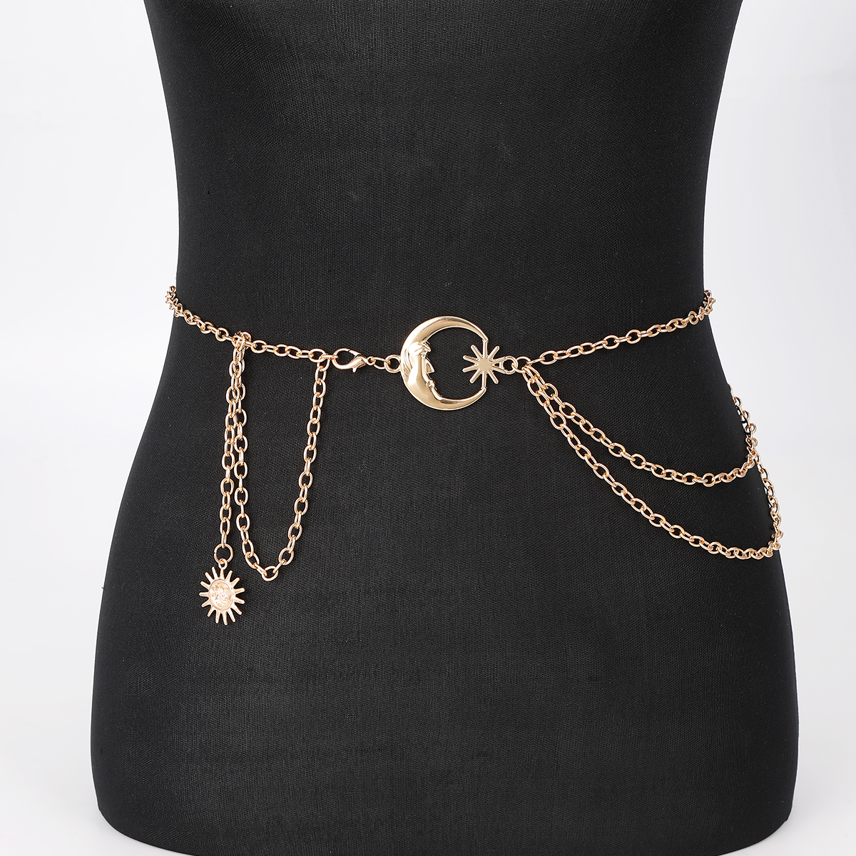 European American Moon Multi-Layer Metal Chain Waist Chain Belt Unique ...