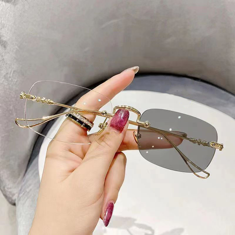 Photochromic Anti Radiation Frameless Glasses For Women Men Rimless ...