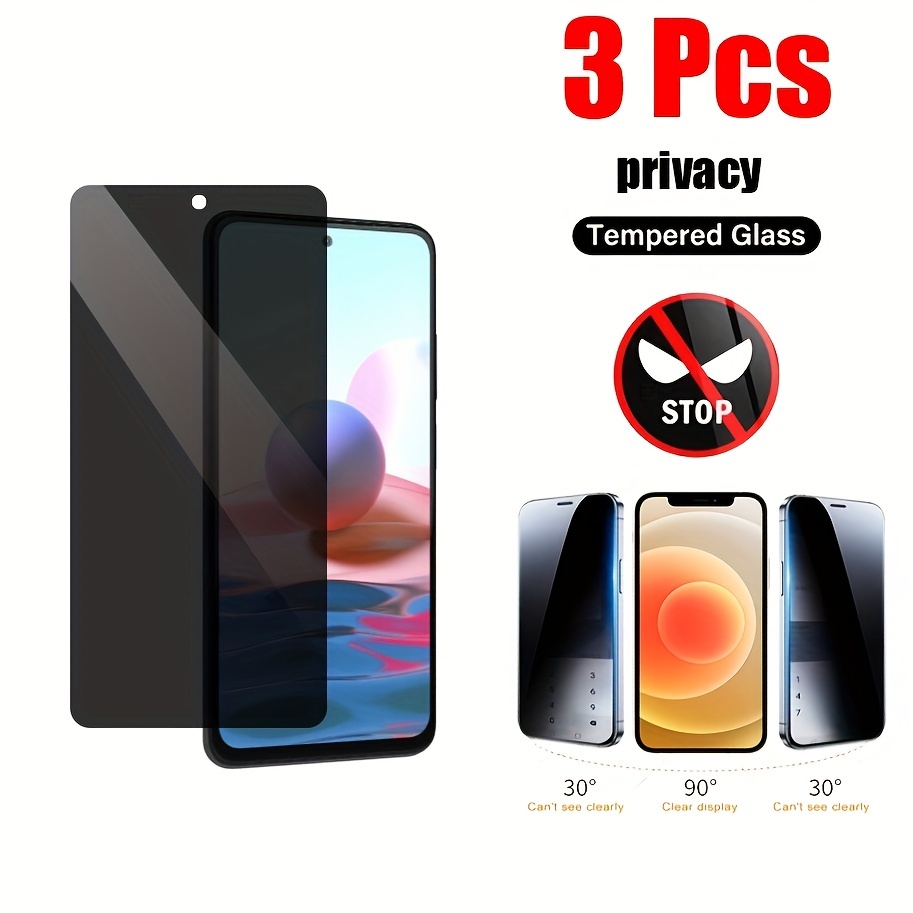 [3 Pcs] Privacy Anti-Spy Tempered Glass For Redmi 10 Note 12 11 10 10T ...