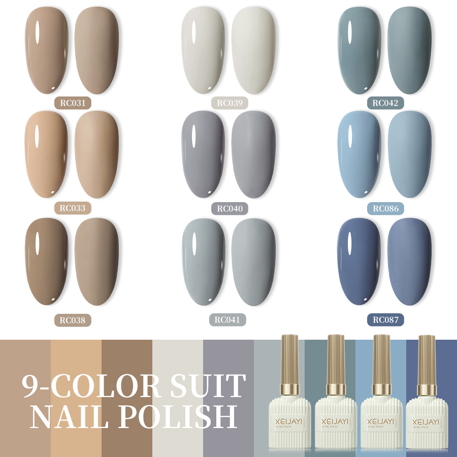 XEIJAYI 9Pcs 15ML Gel Nail Polish Set, Popular Color Gel Varnish Kit ...