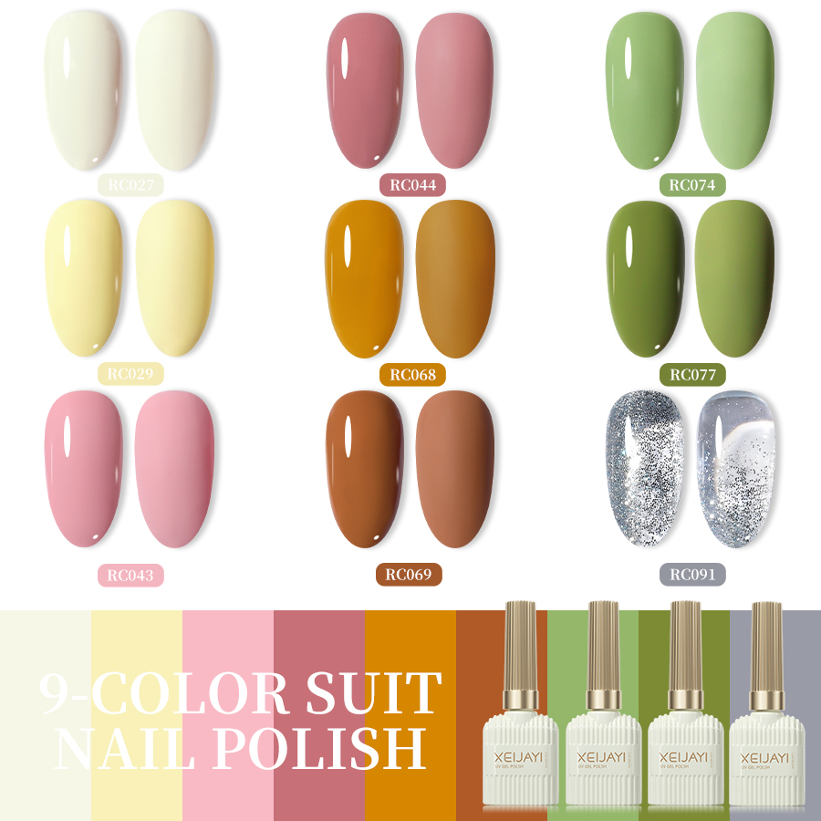 XEIJAYI 9Pcs 15ML Gel Nail Polish Set, Popular Color Gel Varnish Kit ...