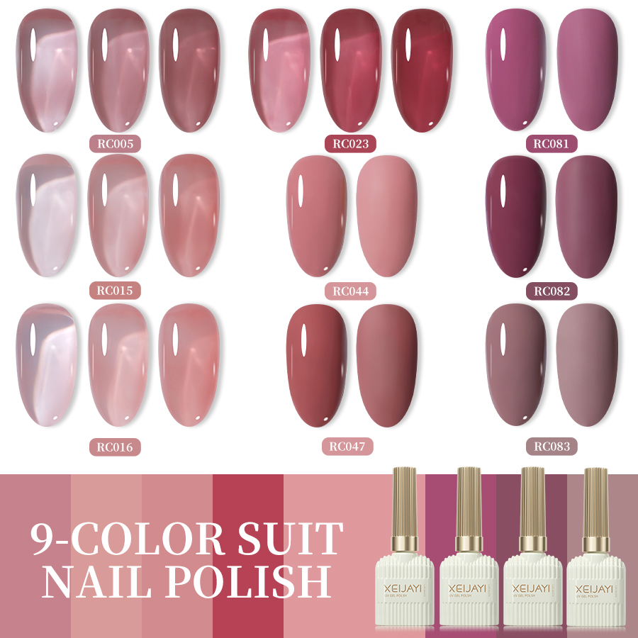 XEIJAYI 9Pcs 15ML Gel Nail Polish Set, Popular Color Gel Varnish Kit ...
