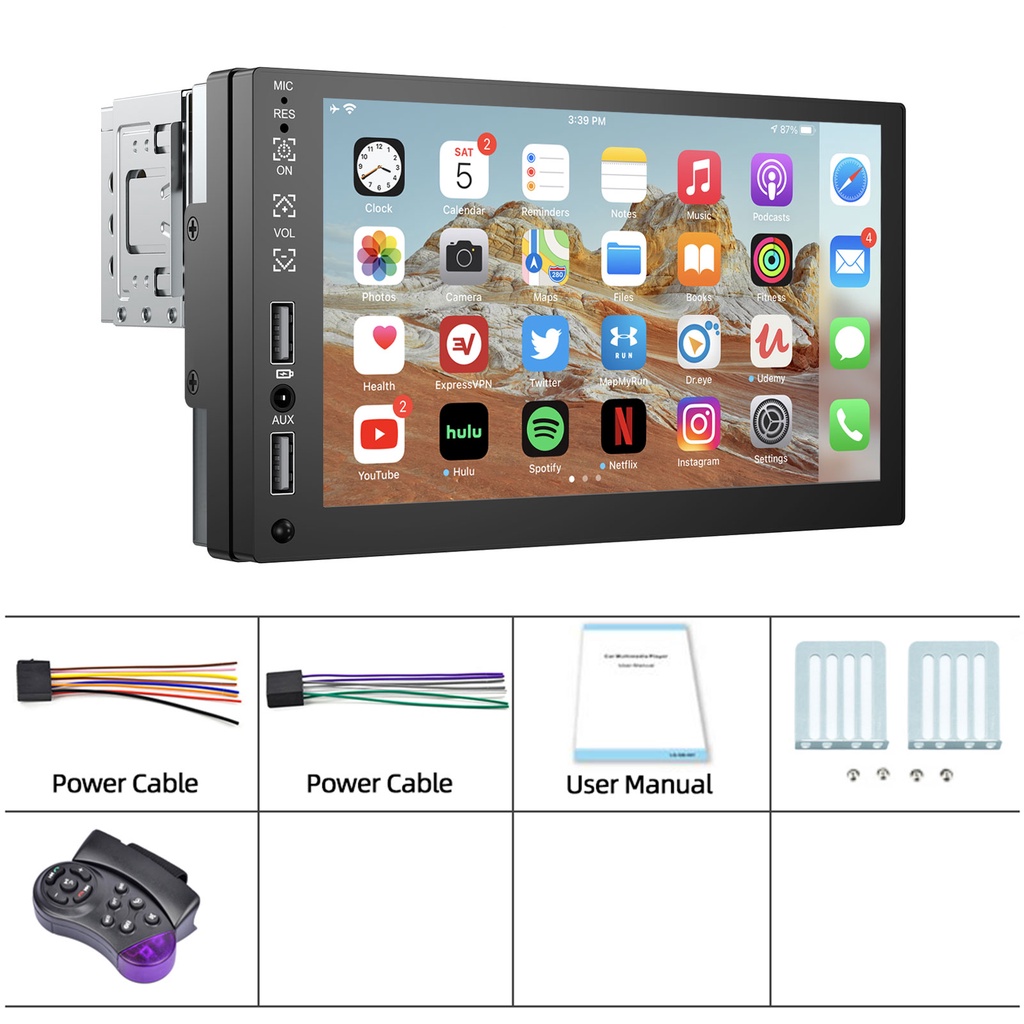 ESSGOO 1 Din Car Radio 7" Inch Touch Screen Mirror Link Multimedia MP5 Vedio Car Player ...