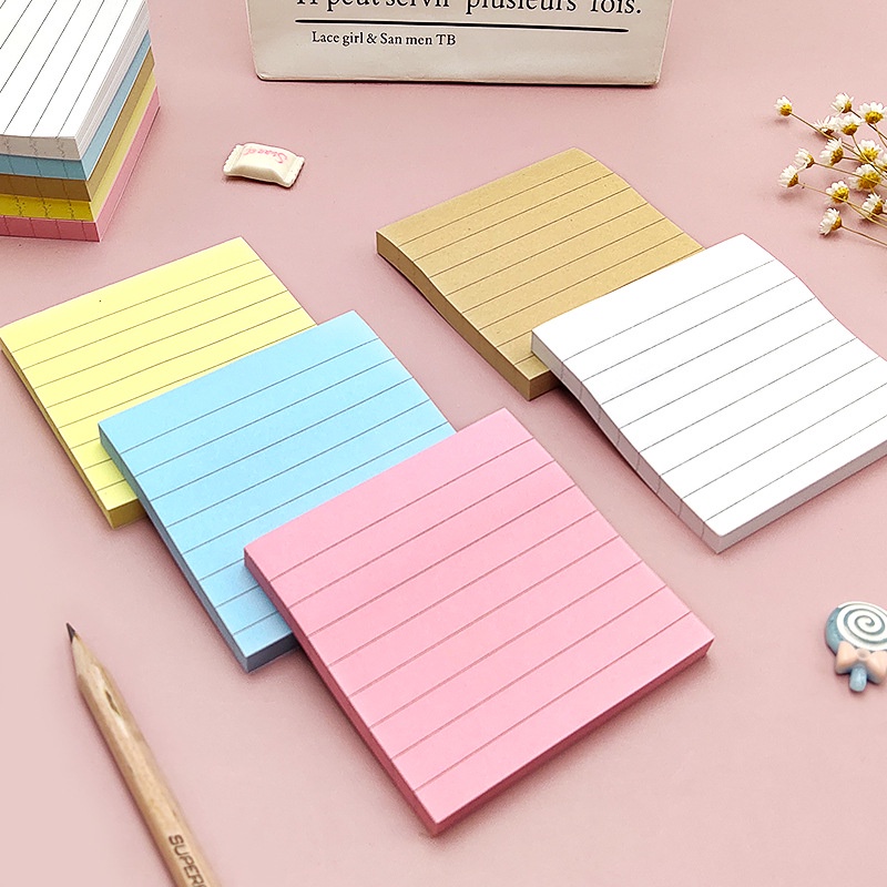 80sheets/pcs Macaron Color Post It Sticky Notes Horizontal Line ...