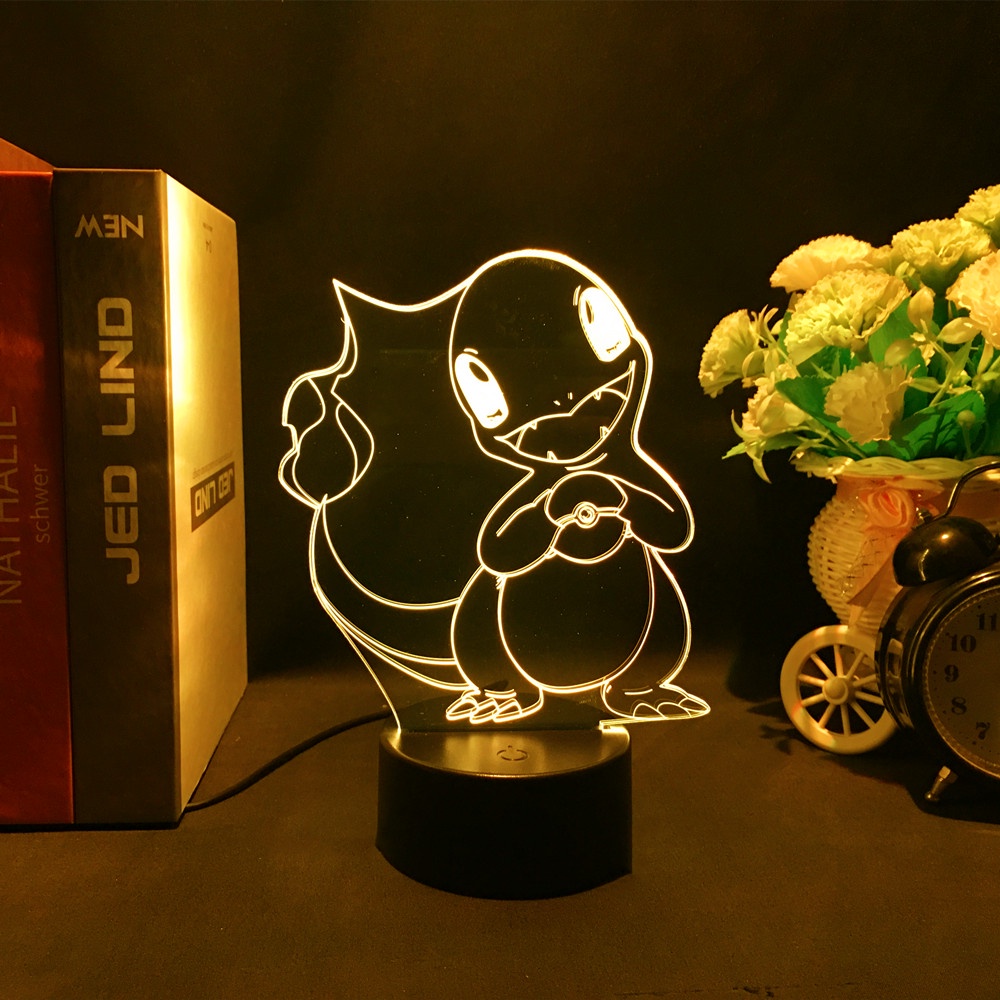 Pokemon Night Light Anime Charmander Acrylic 3D Lamp Bedroom Decor ...
