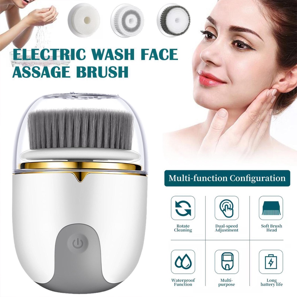 Waterproof 3 in 1 Rechargeable Facial Cleansing Electric Rotating Brush ...