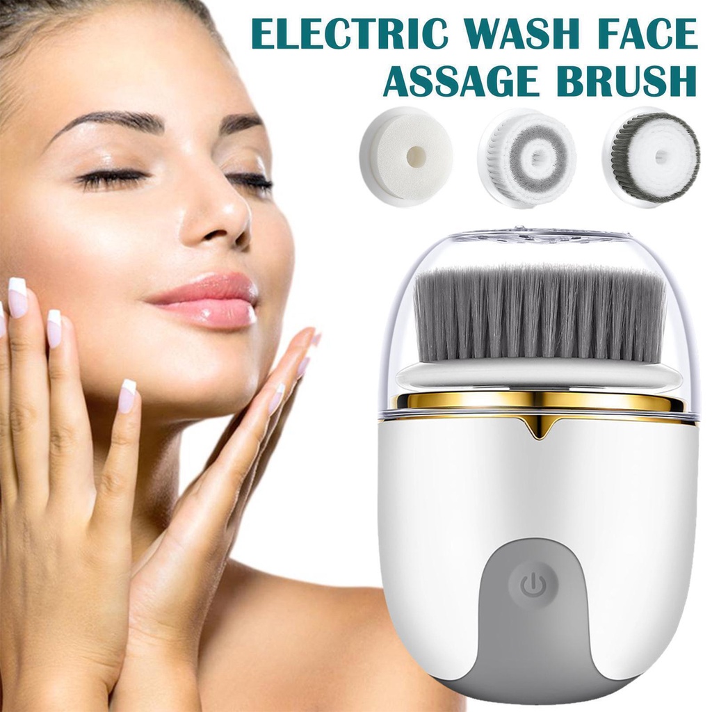 Waterproof 3 in 1 Rechargeable Facial Cleansing Electric Rotating Brush ...