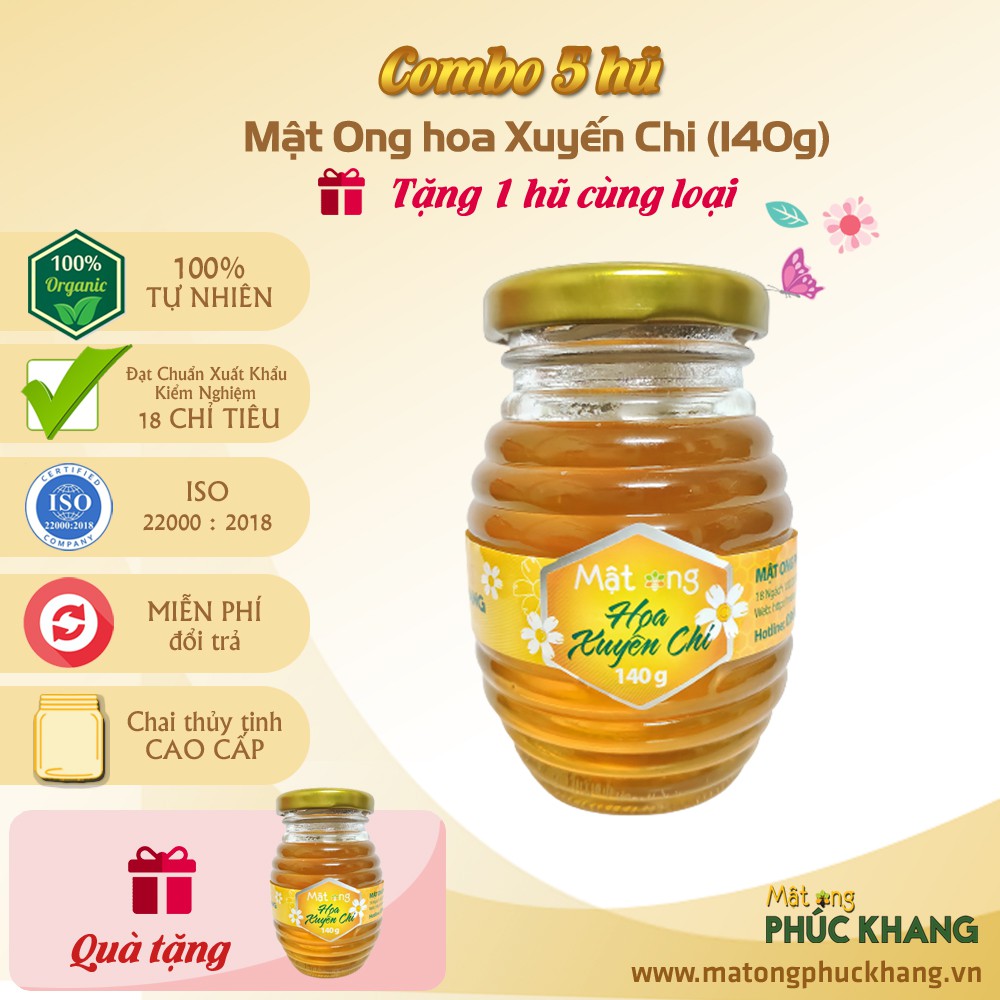 Combo of 5 Jars of Phuc Khang Astragalus Honey 140g/jar, Free 1 jar of ...
