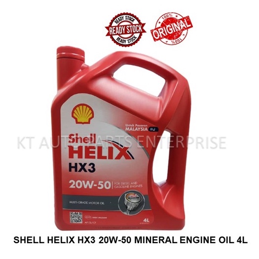 SHELL HELIX HX3 20W-50 MINERAL ENGINE OIL 4L | Shopee Malaysia