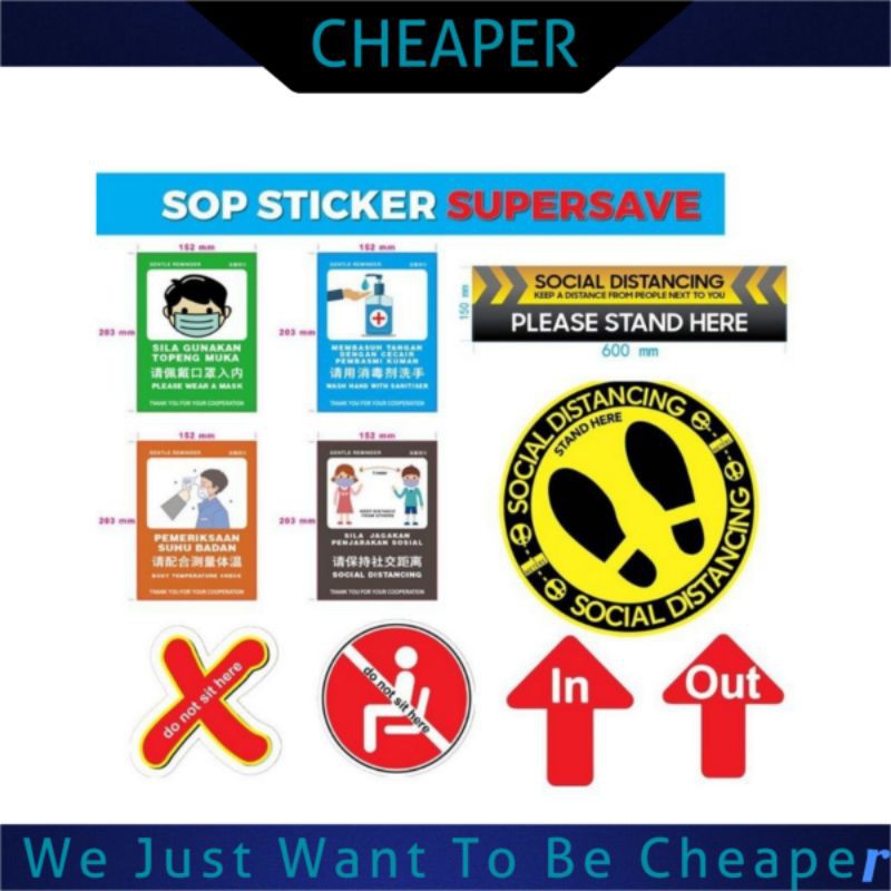 MCO SOP Banner Sign Board Stickers Social Distance Social Distancing ...
