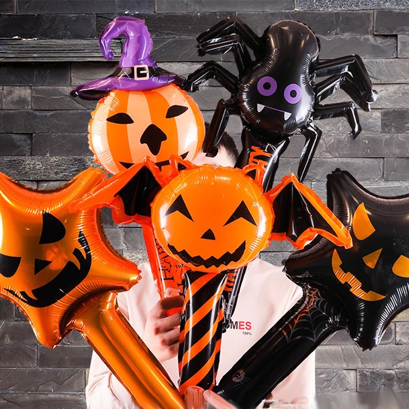 Halloween Decorative Devil Spider Pumpkin Inflatable Stick Balloons ...