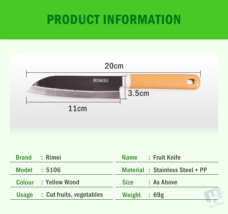 RIMEI Fruit Knife With Pairing Cover Stainless Steel Blade Small ...