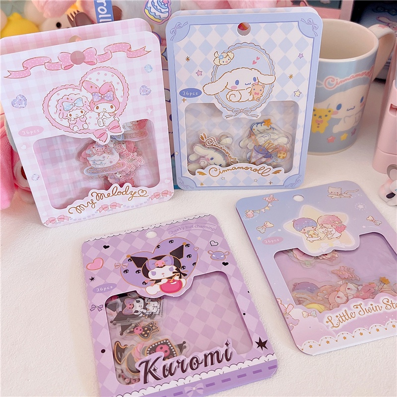 Sanrio PVC Sticker Cute Cartoon Kuromi Cinnamoroll Transparent Stickers ...