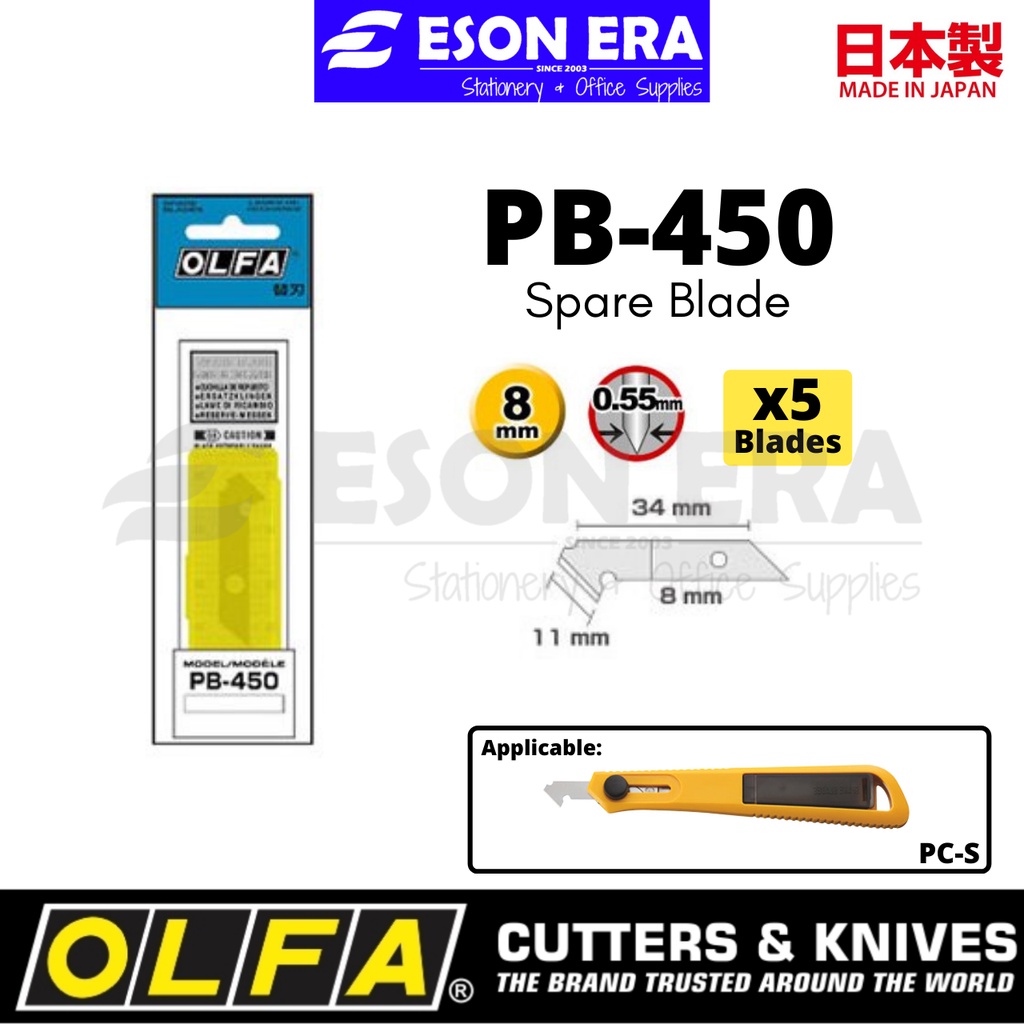 Olfa PC-S Standard Plastic / Laminate / Acrylic Cutter Made in Japan Knife Pisau (Blades Olfa PB ...