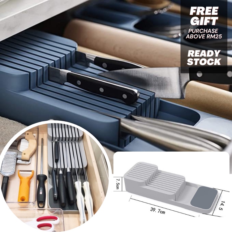 Drawer Storage Knife Organizer Tray Plastic Knife Holder Knives Utensil ...