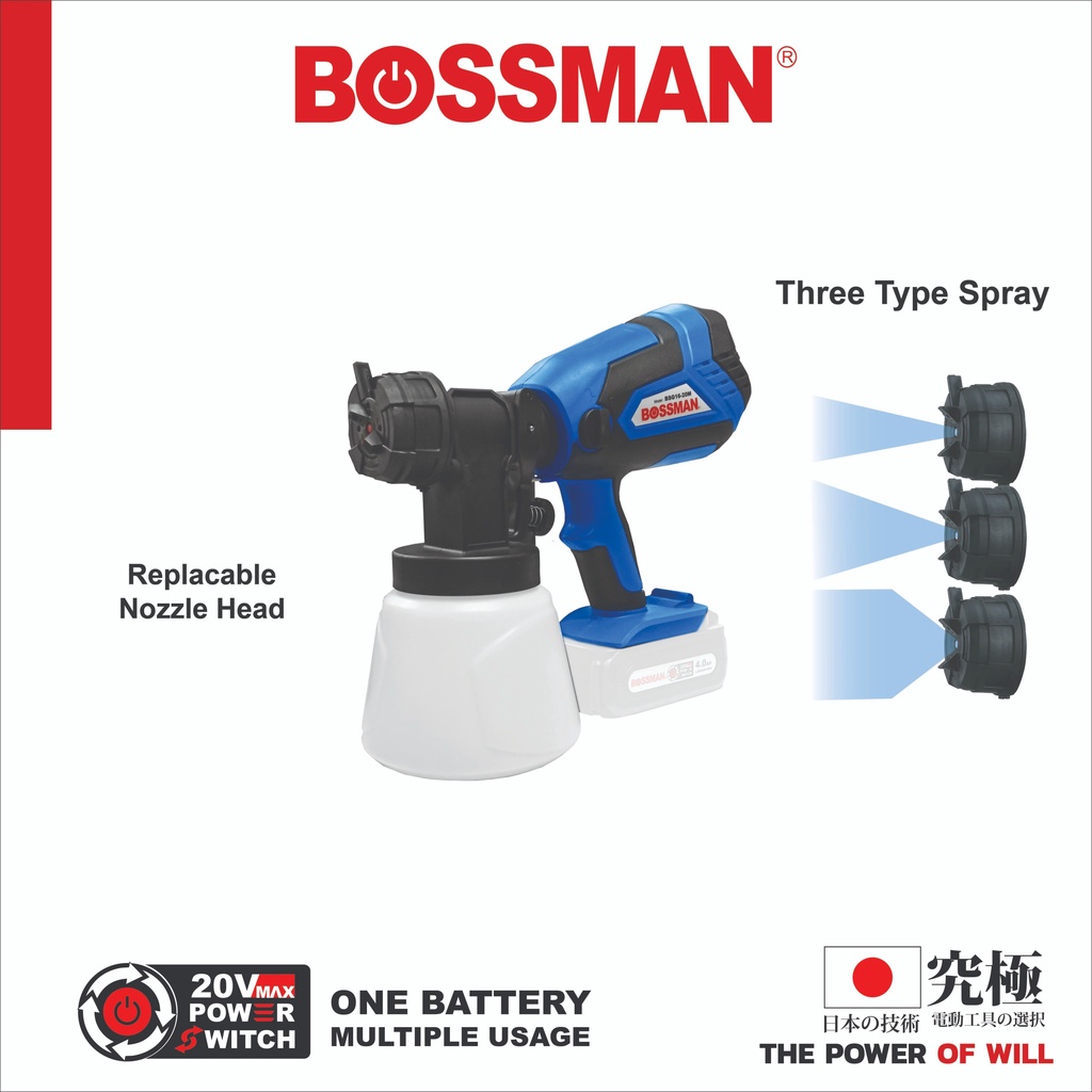 BOSSMAN - 20V Cordless Spray Gun (210W)(Bare Machine)(EXPERT-SERIES ...