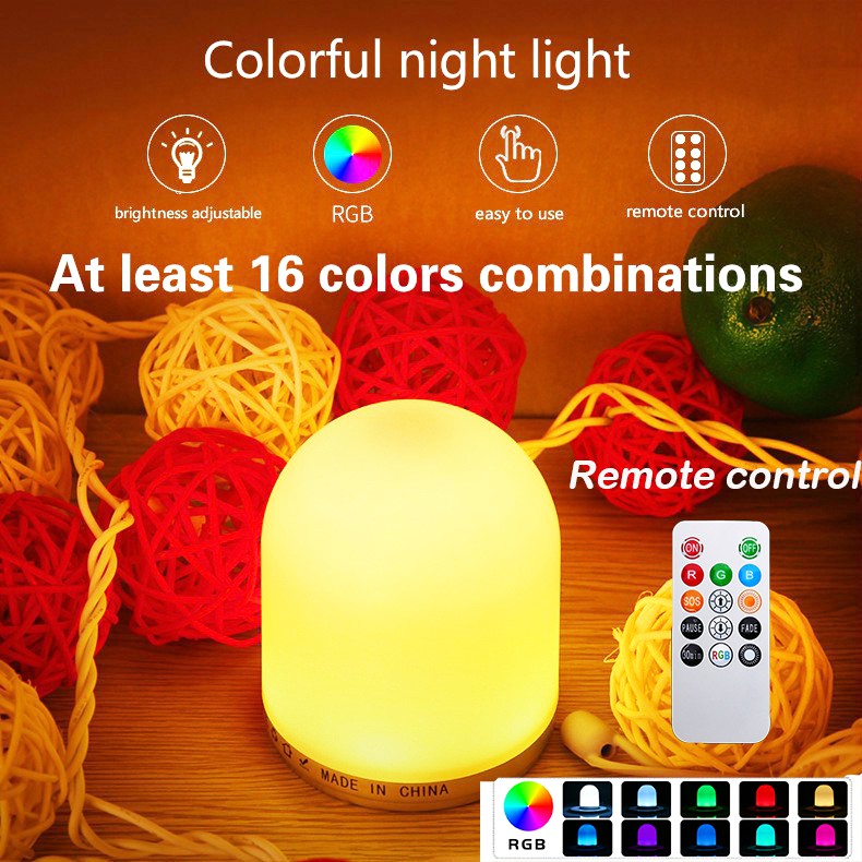 🔥Ready Stock🔥 LED Light Night Lamp RGB Color Rechargeable USB Remote ...