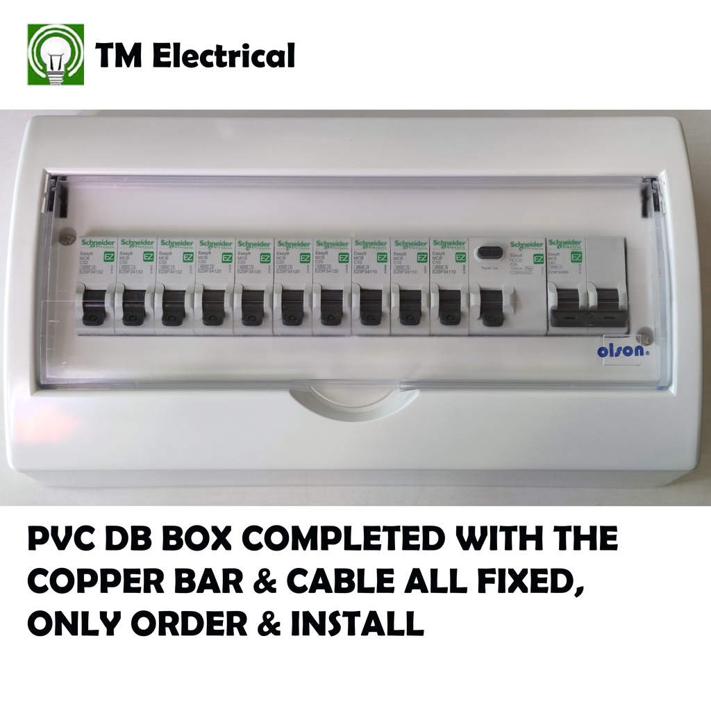 DB BOX FULL COMPLETE SET SINGLE PHASE 40A / 63A RCCB/ELCB 100MA C/W ...