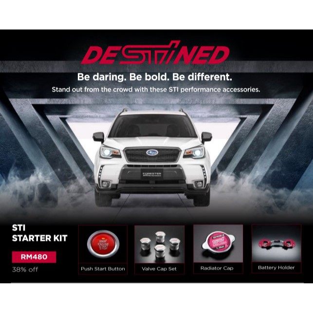 SUBARU STI Starter Kit (STI Push Start Button, STI Valve Cap Set, STI ...