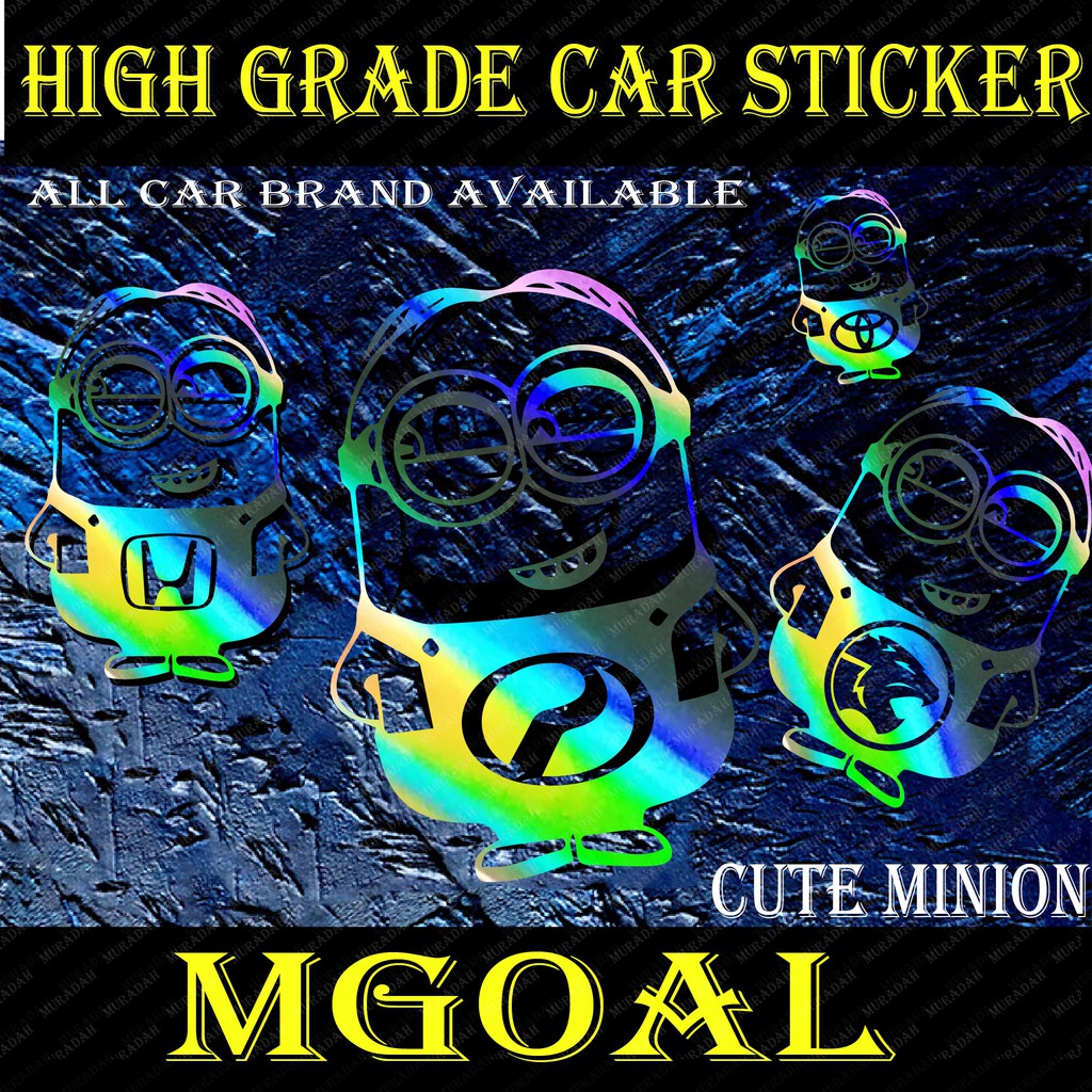 [Ready Stock]Laser Minion car brand sticker high grade car sticker ...