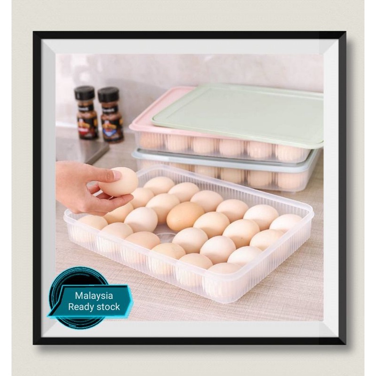 🇲🇾 Ready stock 24 Grids Egg Storage Box Container Plastic Tupperware ...