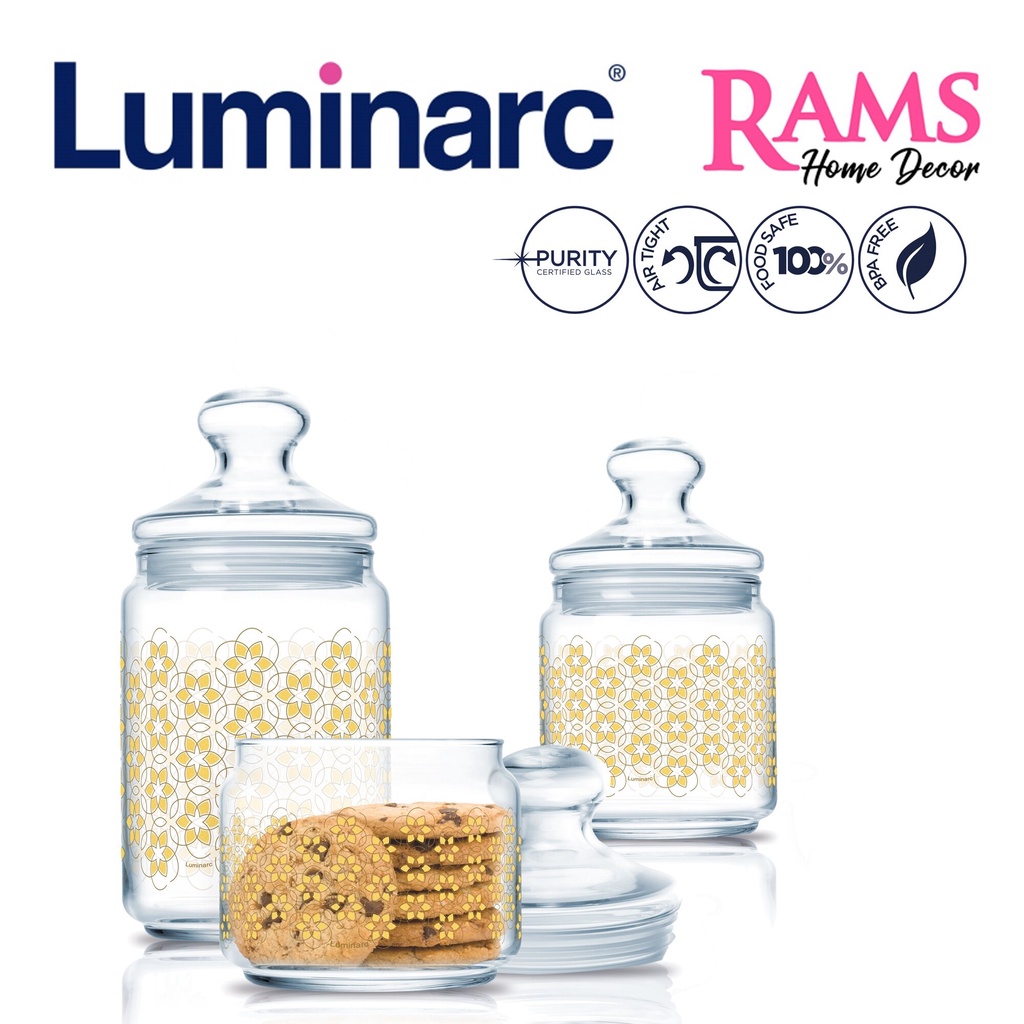 Luminarc 3 Pcs Pot Club Jar Set / Food Storage Jar / Airtight Lid ...