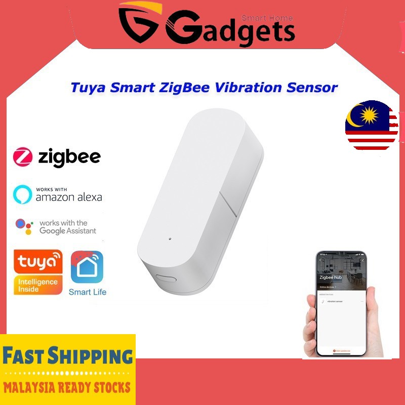 Tuya Vibration Sensor Smart Wireless ZigBee works with Tuya Smart Life Google Home Alexa ...