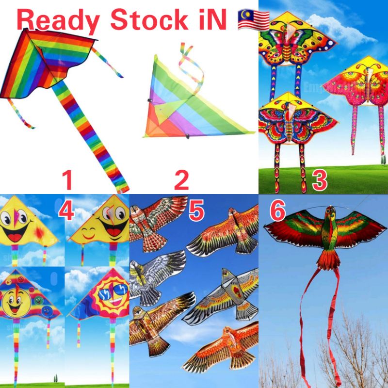 Layang-layang / Wau / Rainbow / Butterfly / Smile / Eagle / Parrot Kite ...