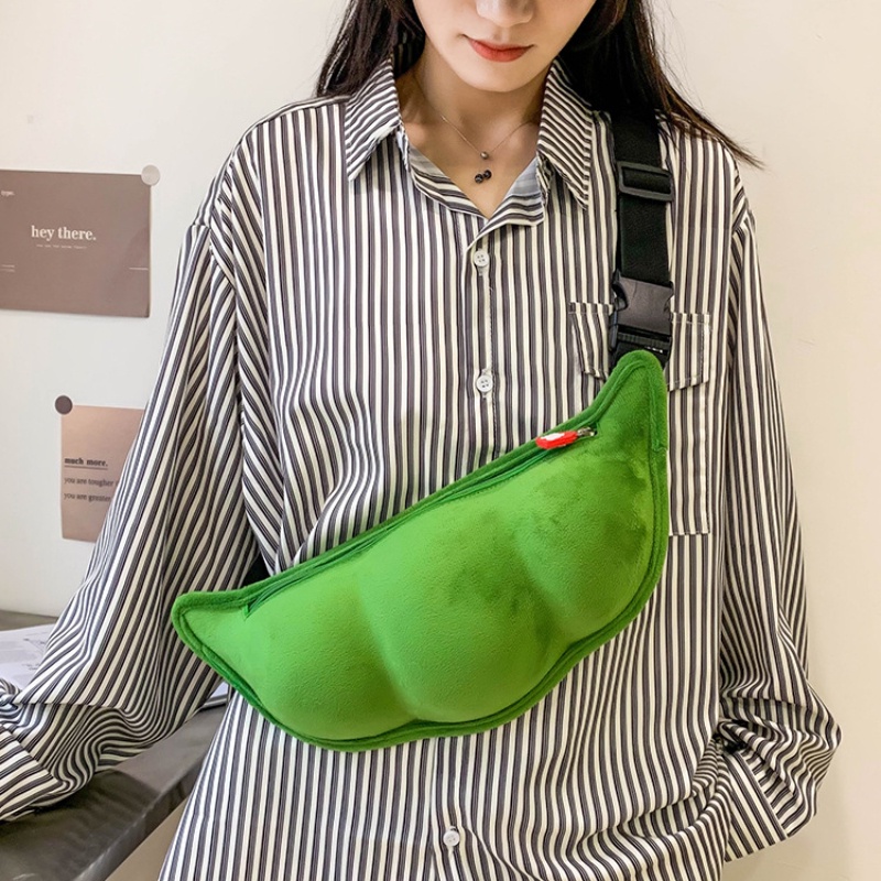 Small Bag Sen Girl Personality Pea Funny INS Fashionable Wide Shoulder ...